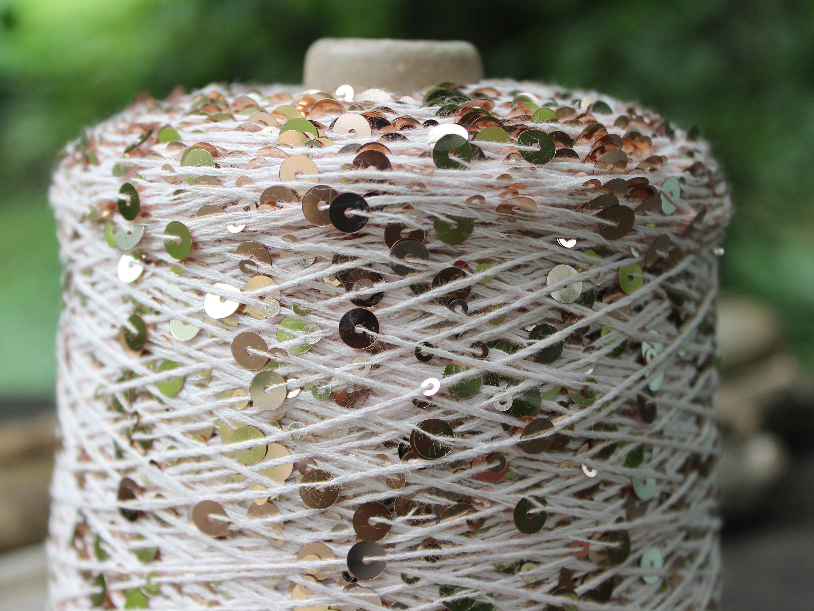 Royal Double Sequins Cotton Yarn per 100g/0,22lb , Paillettes 6mm/3mm ...