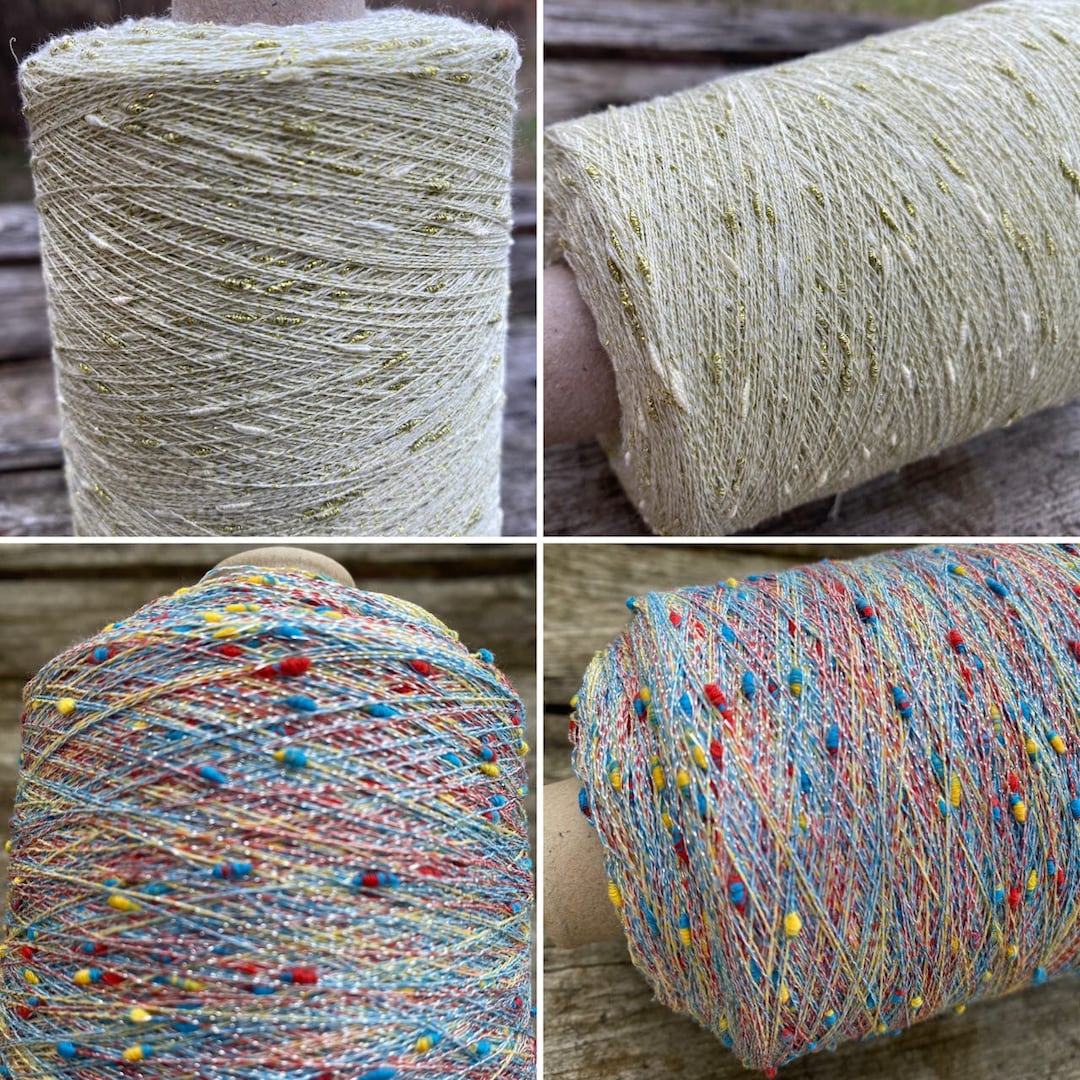 Multicolor Fantasy Boucle Cotton & Lurex Italy Yarn 1lb Cone, Colorful ...