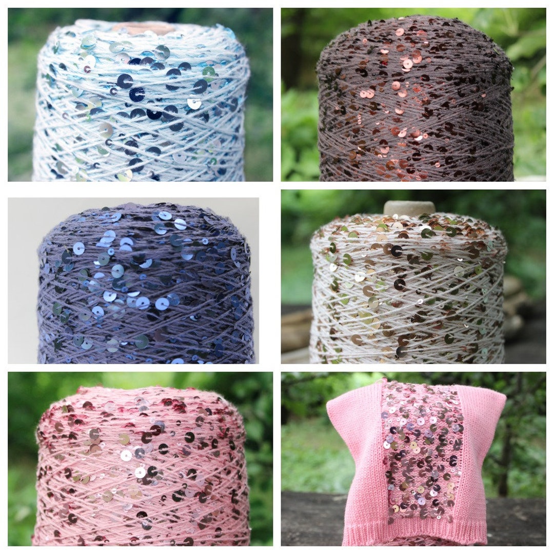 Double Sequins Cotton Yarn, 6mm/3mm Thread Luxury Decorative Shiny ...