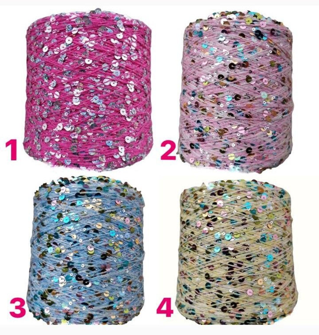 Double Sequin Cotton Yarn per 50g/0,11lb, Sequins 6mm/3mm Luxury ...
