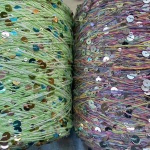 Double Sequin Cotton Yarn per 50g/0,11lb, Sequins 6mm/3mm Luxury ...