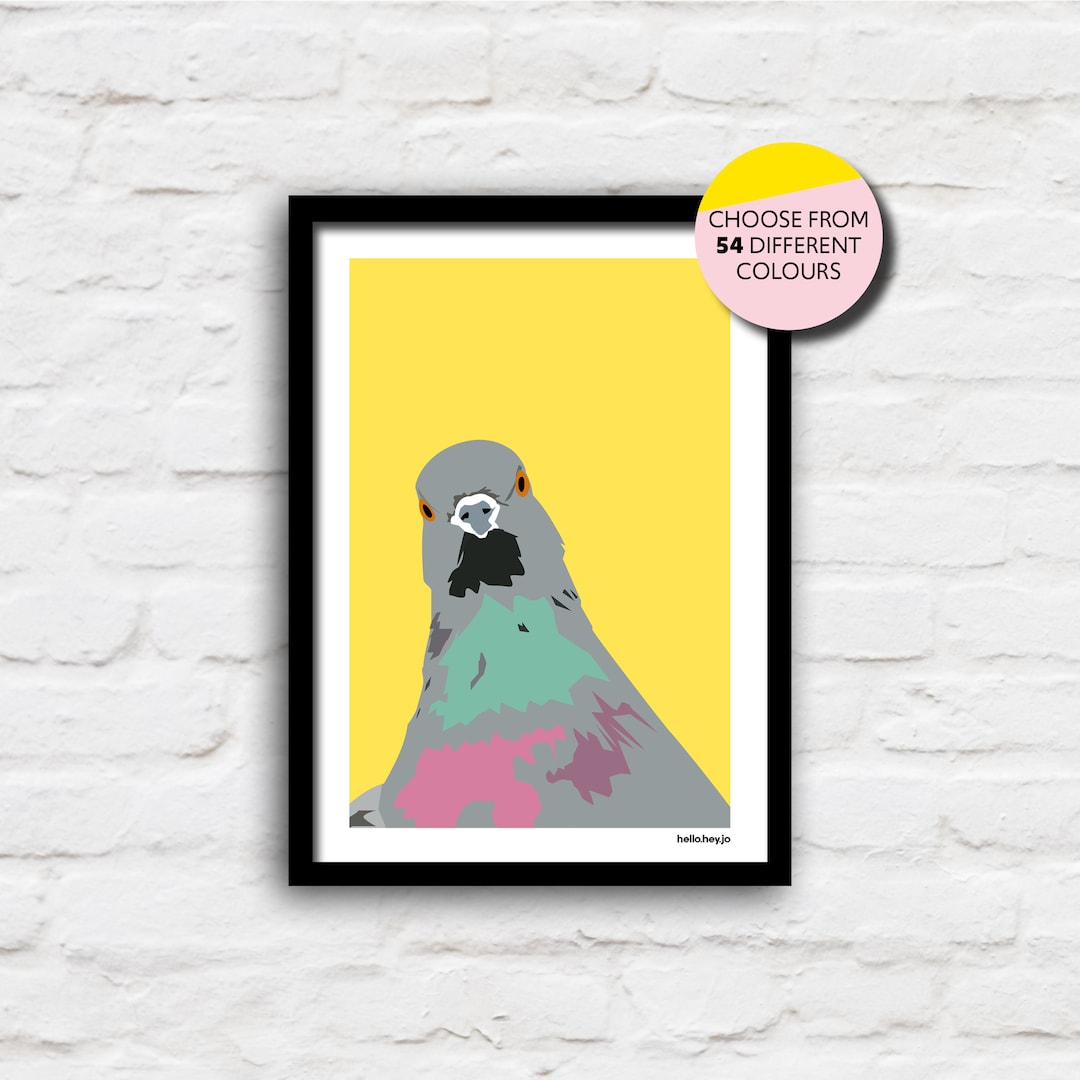 Percy the Pigeon Art Print: Colorful Bird Wall Art - Etsy
