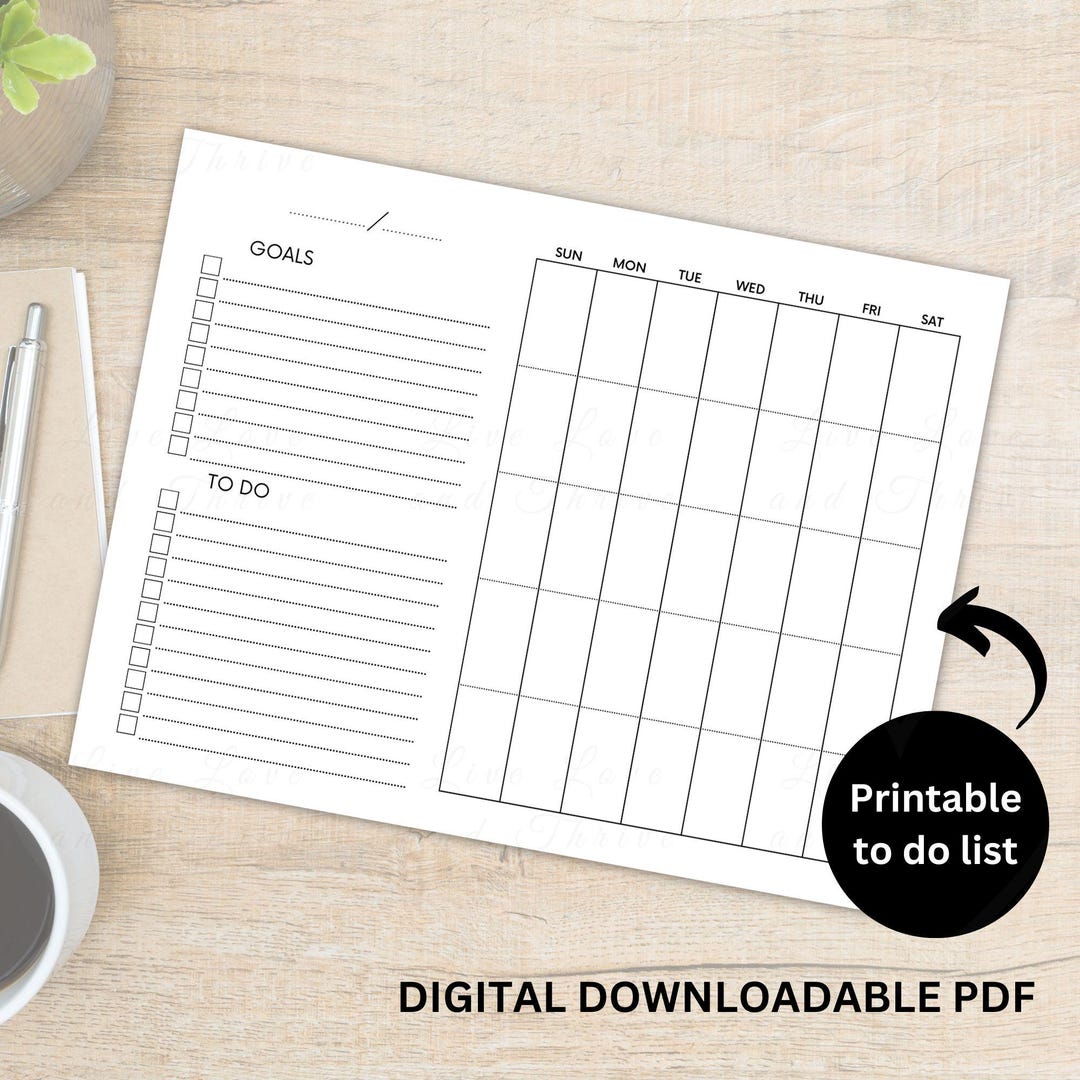Weekly to Do List 1, Monthly Calendar, Weekly Checklist, Daily Planner ...