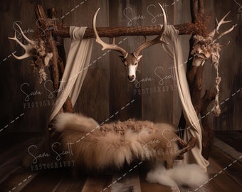 Newborn Digital Backdrop - Deer Hunting Antlers - Etsy