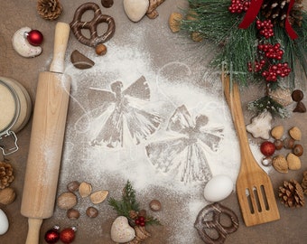 Christmas Snow Angel, Flour Angel, Digital Backdrop, Composite ...