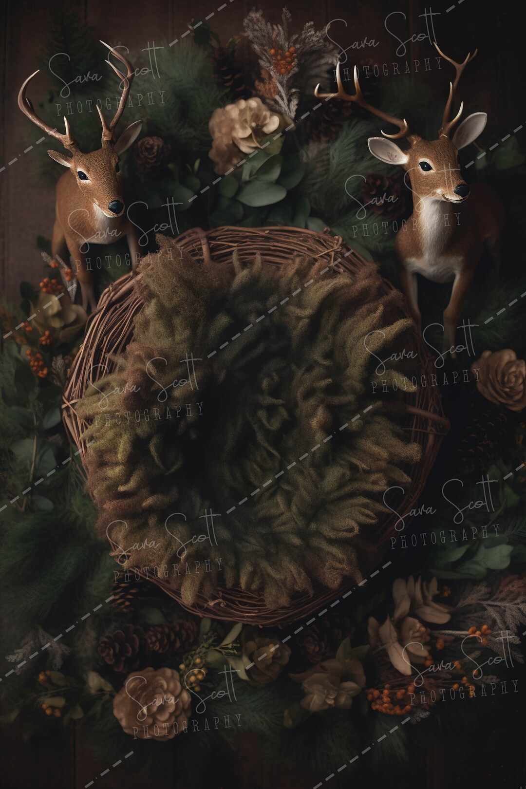 Newborn Digital Backdrop, Woodland Forest Deer Theme - Etsy