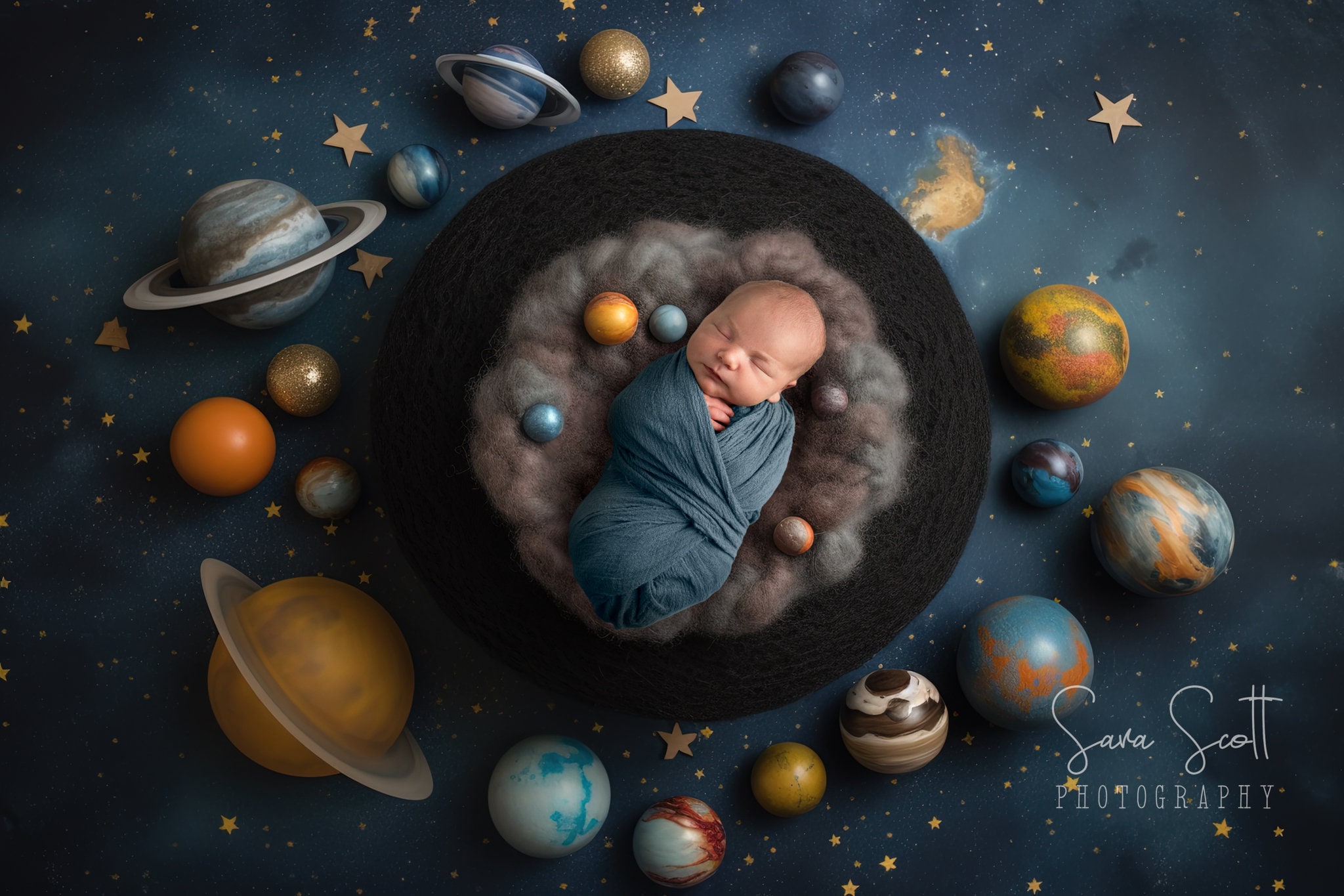 Newborn Digital Backdrop Planets in Outer Space - Etsy