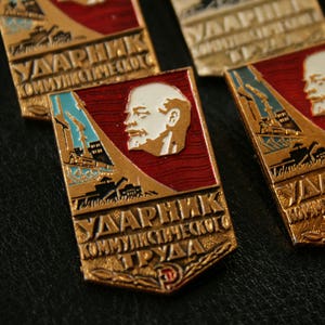 Communist Pin Badge shock Worker of Communist Labor With Certificate ...