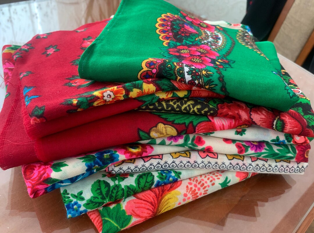 Slavic Babushka Scarf Vintage USSR - Soviet Floral Headscarf, Ukrainian ...