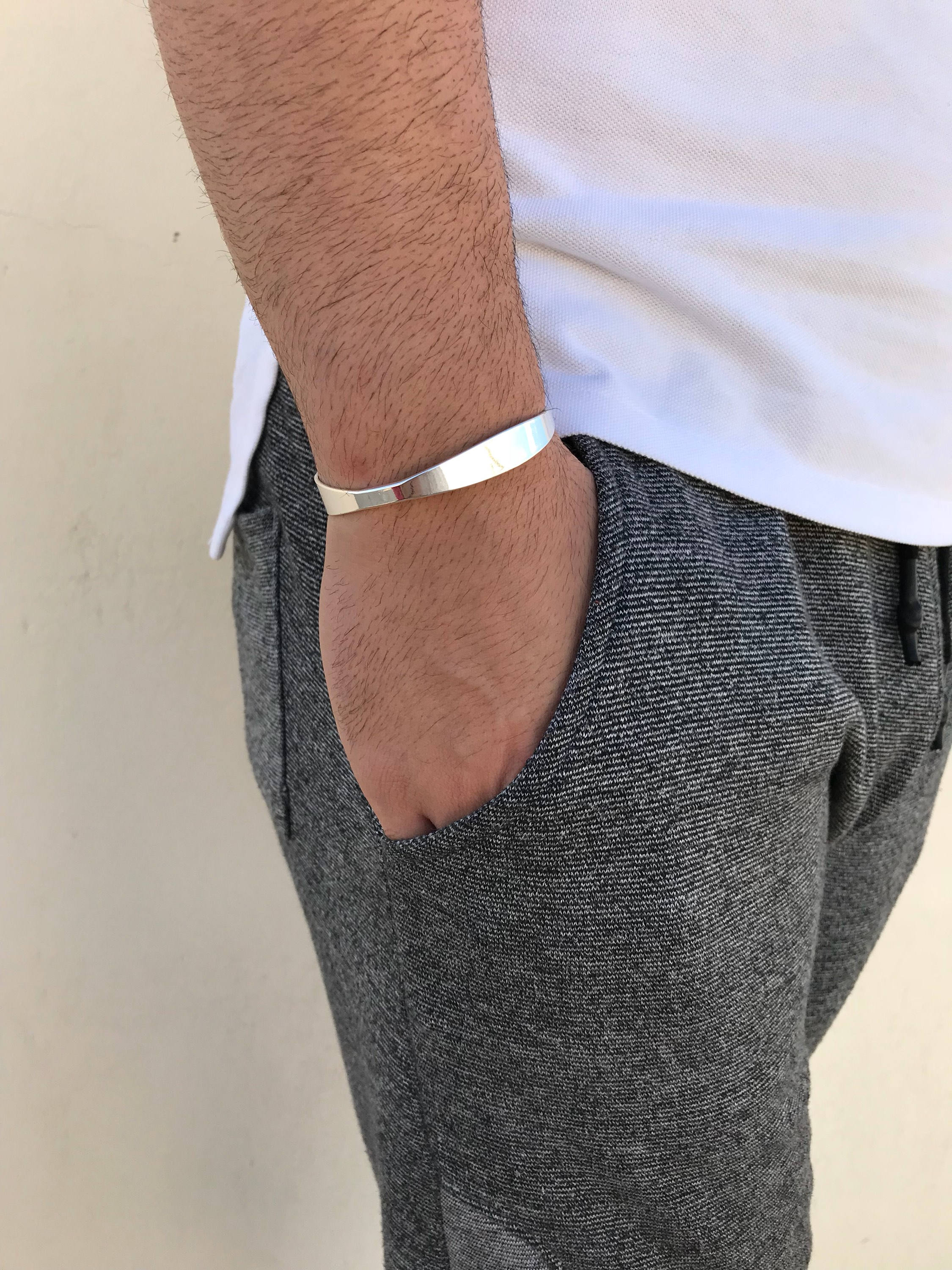 Silver Cuff Bracelet Men's Bracelet Cuff Bracelet Men | Etsy