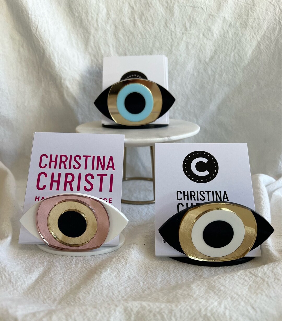 Evil Eye Business Card Holder, Plexiglass Desk Organizer, Protection ...