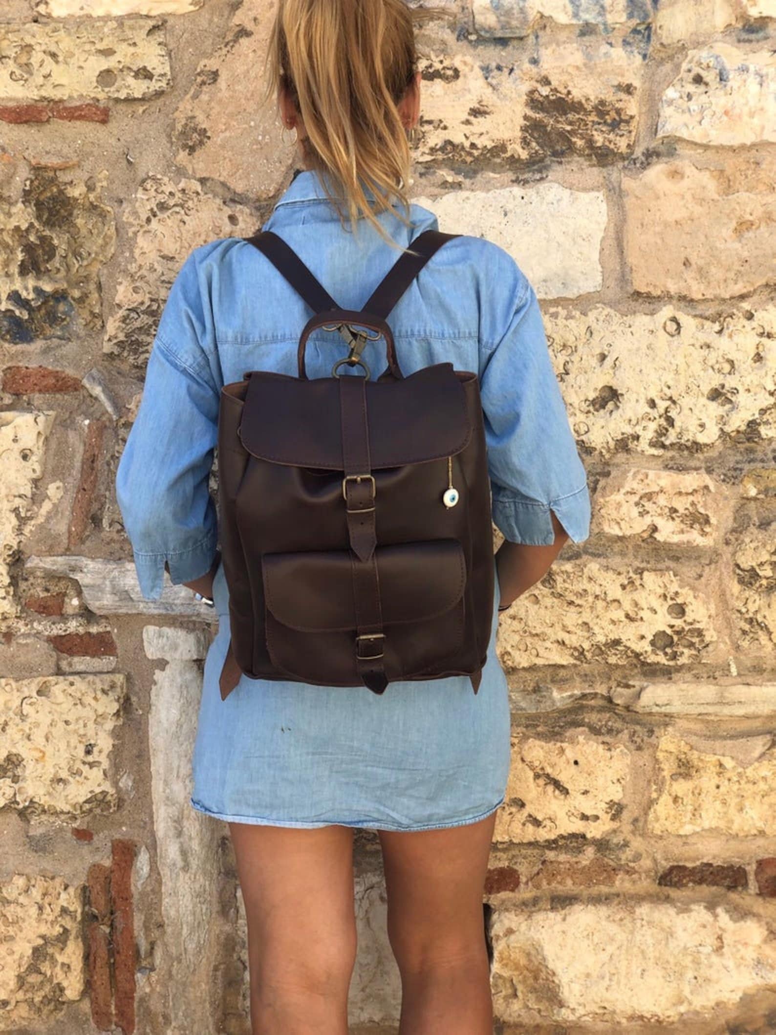 Women Leather Rucksack, Leather Backpack, Travel Backpack, Office ...