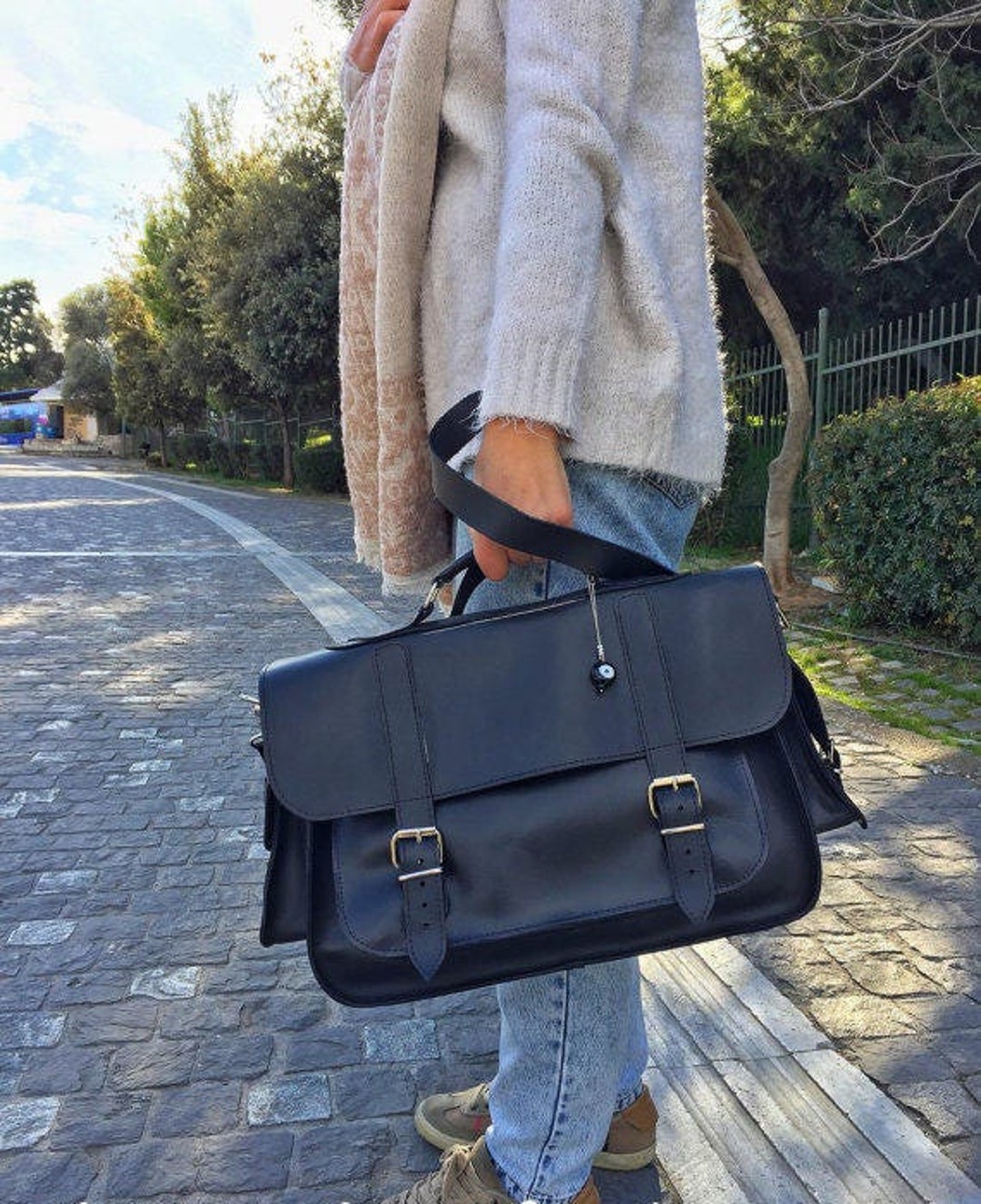 Leather Briefcase Women, Black Leather Messenger Bag, Women's Briefcase ...