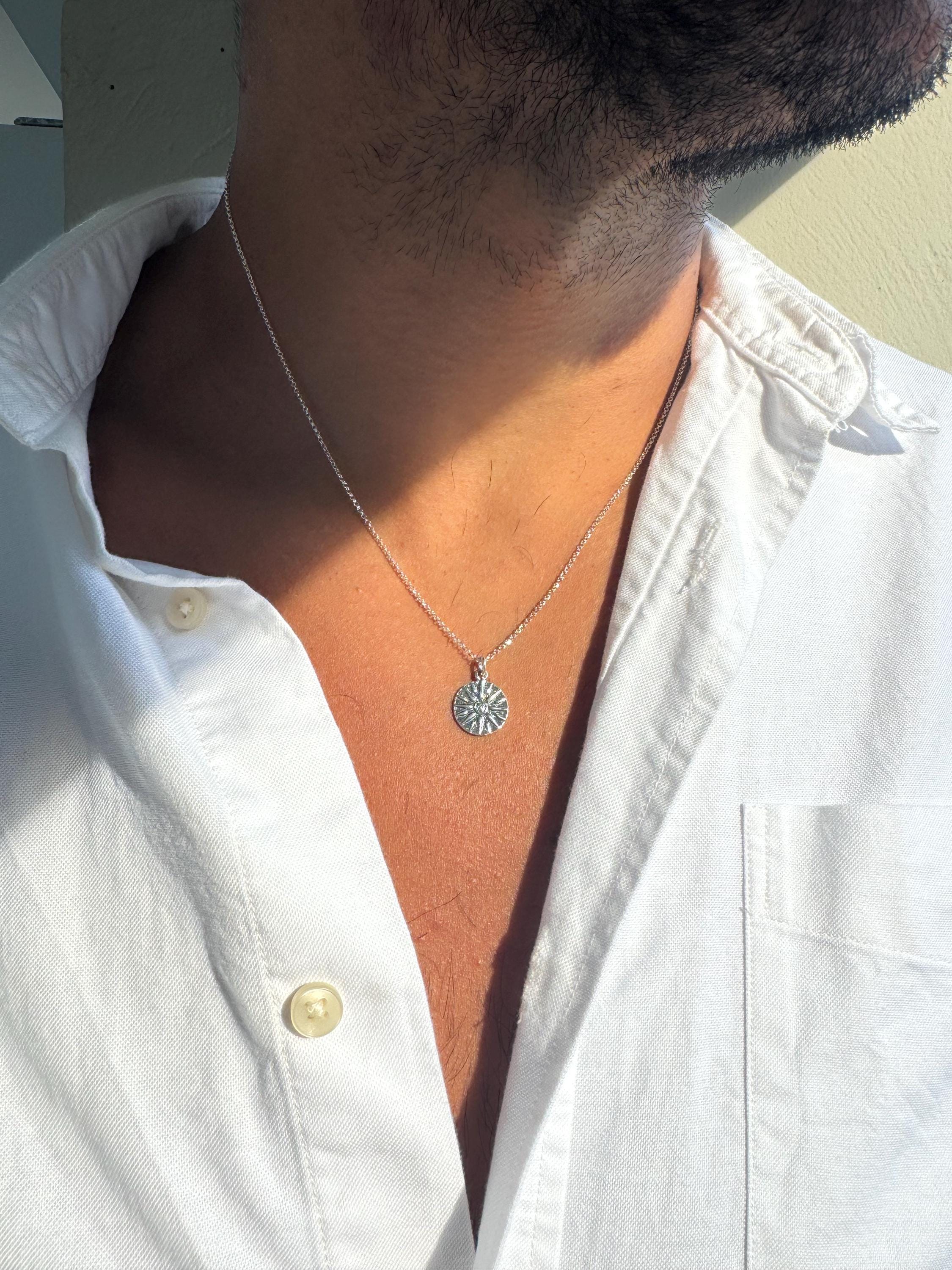 Men's Necklace, Disc Pendant, Macedonian Men's Jewelry, Sterling Silver ...