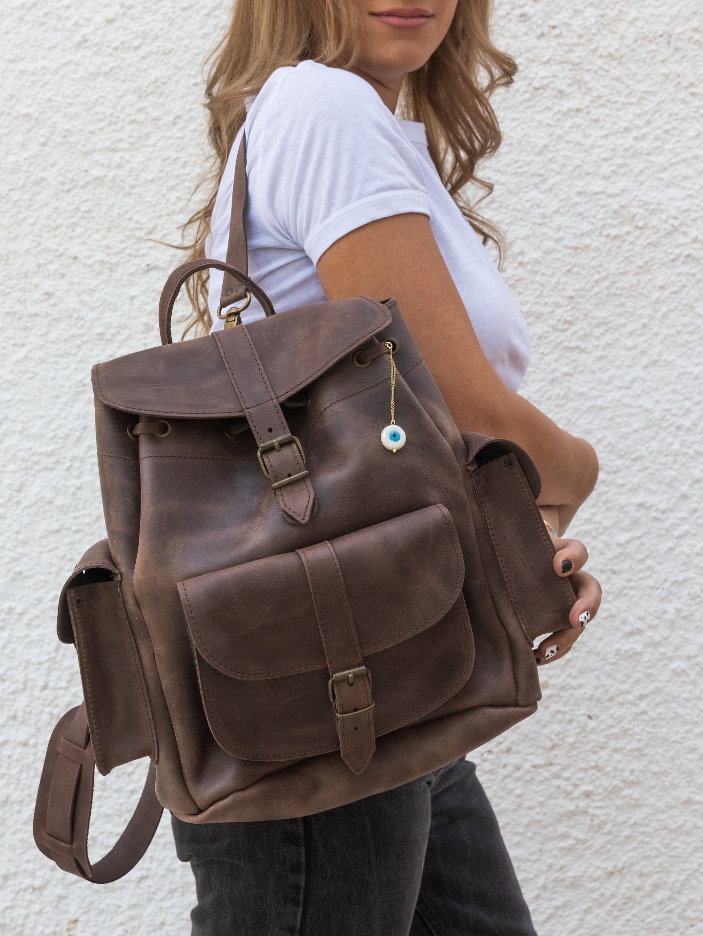 Women's Leather Backpack Brown Backpack Travel Bag Gift - Etsy