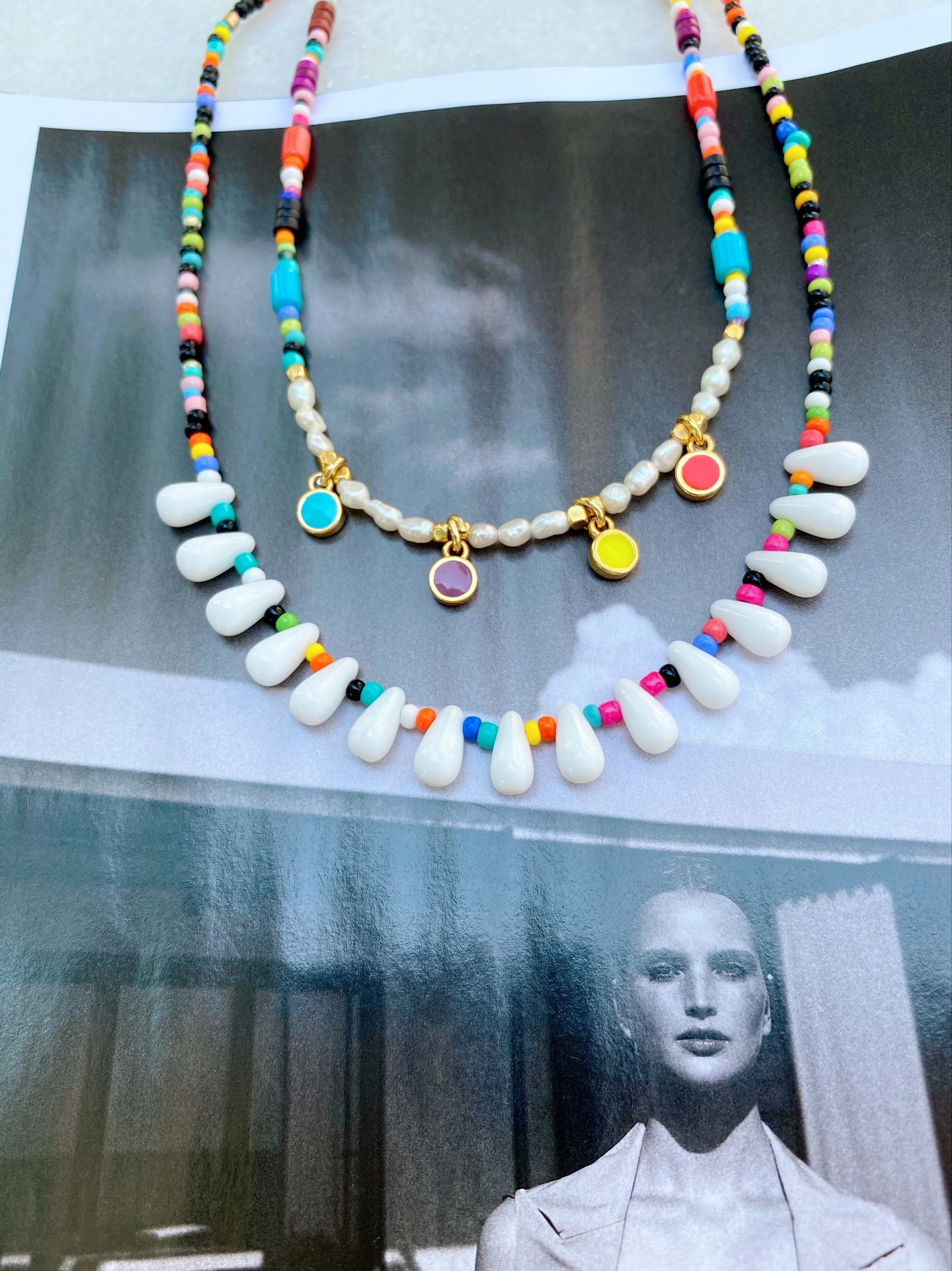 Beach Necklaces Colorful Beaded Necklaces Summer Layers - Etsy UK