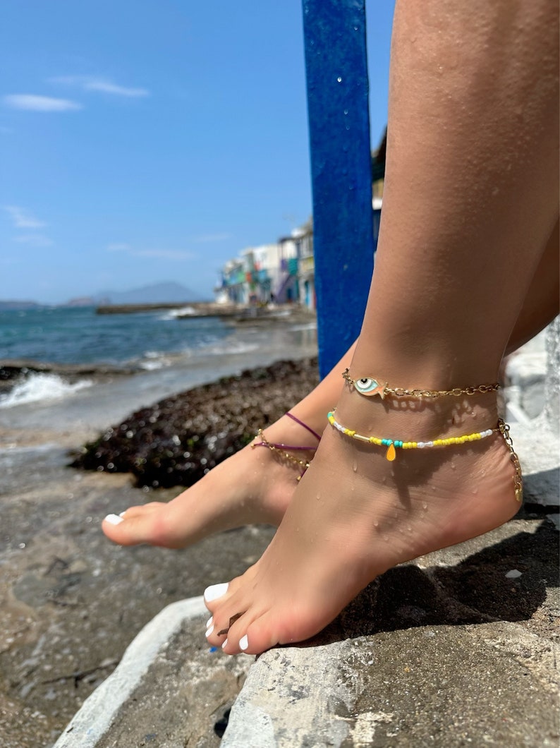 Fishtail Beaded Anklet, Gold Chain Ankle Bracelet, Summer Jewelry, by ...