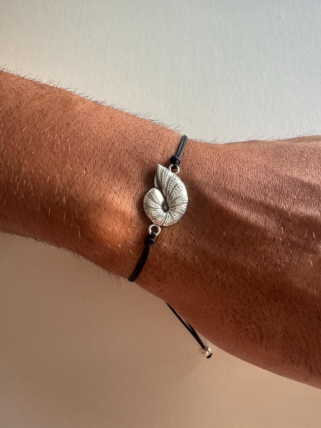 Mens Bracelet, Minimalist Cowrie Shell Bracelet, Adjustable Cord, Made ...