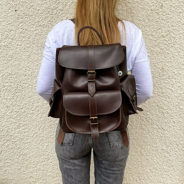 Large Leather Backpack Women - Etsy