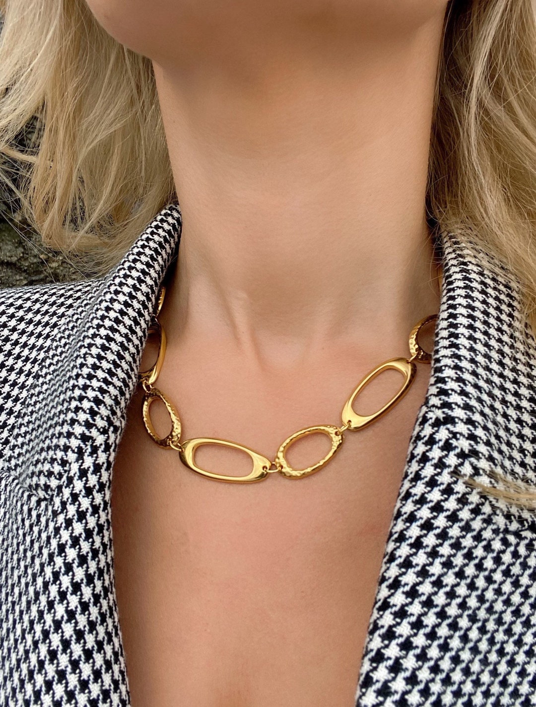 Gold Chain Necklace for Women, Wide Dainty Chain Choker, Bold Fashion ...