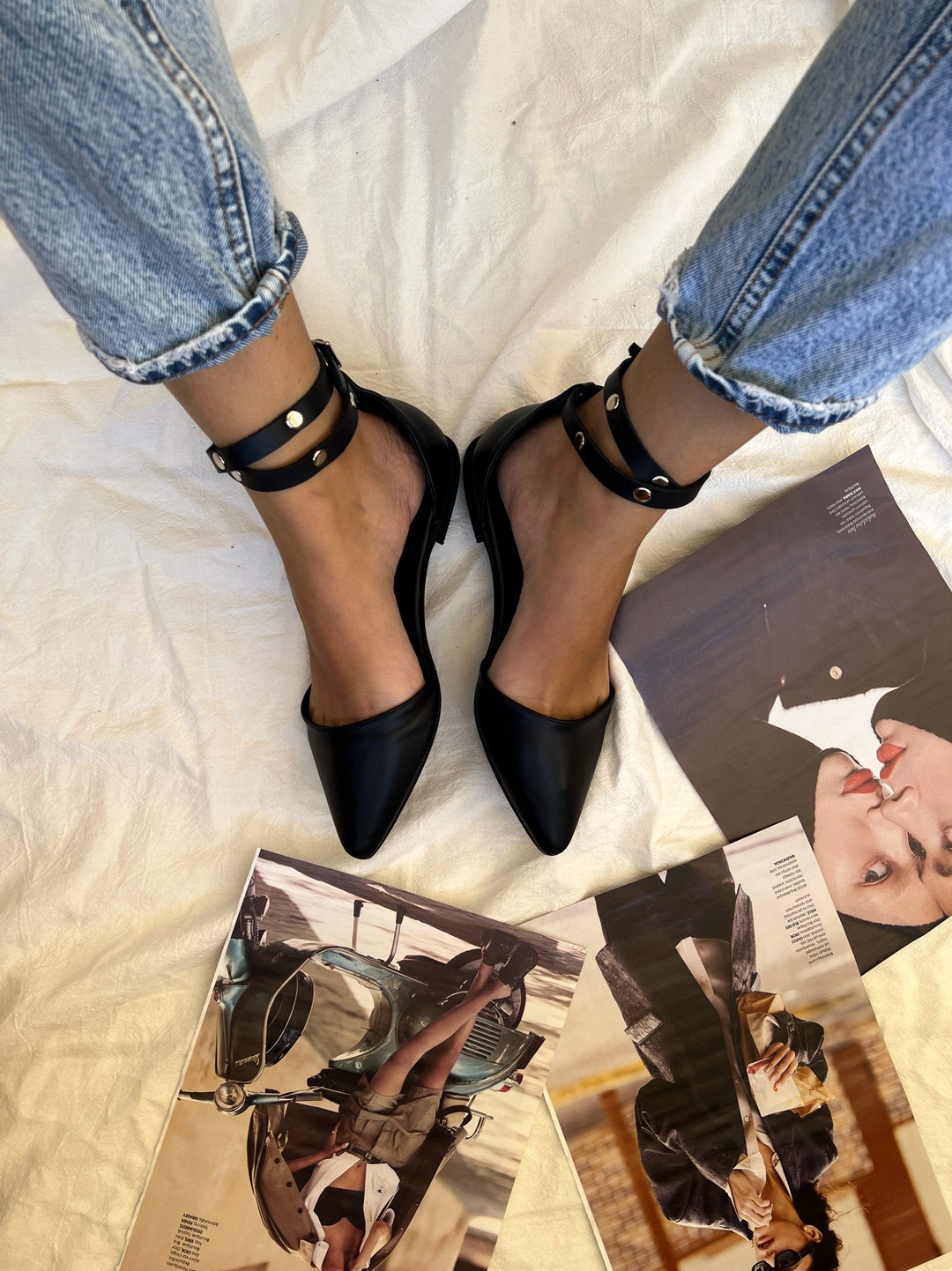Handmade Mules, Black Leather Mules, Women Shoes, Studded Shoes Ankle ...