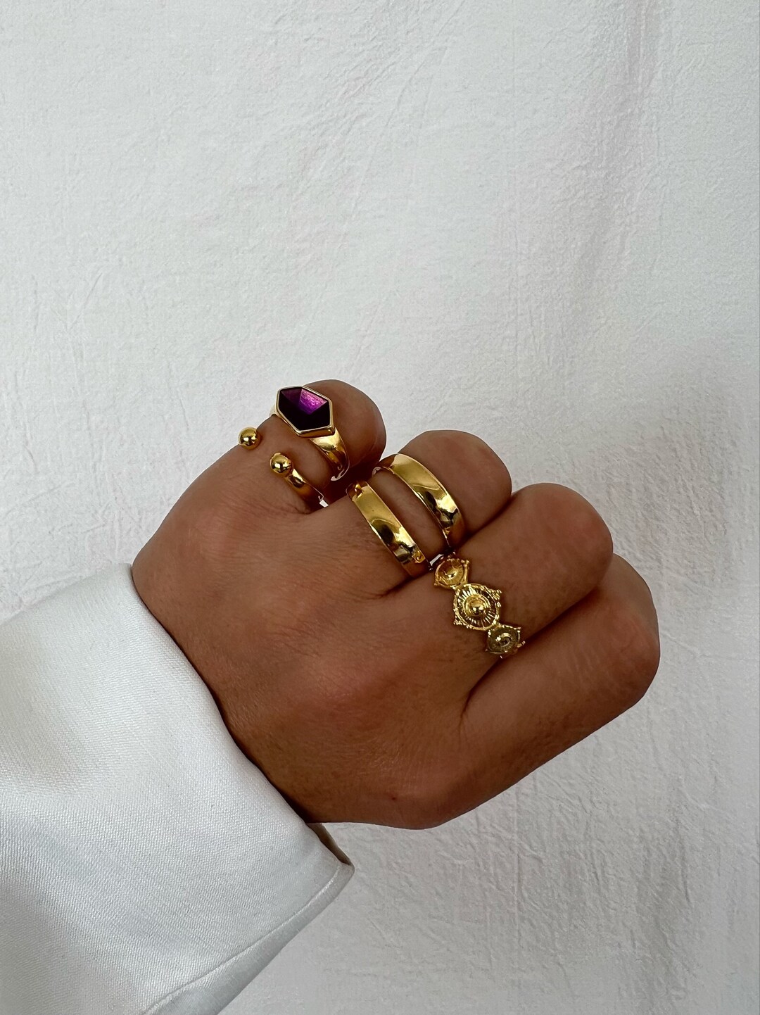 Stackable Gold Rings, Women Rings, Gold Band Rings, Gold Statement Rings, Stone Ring, Gift for ...