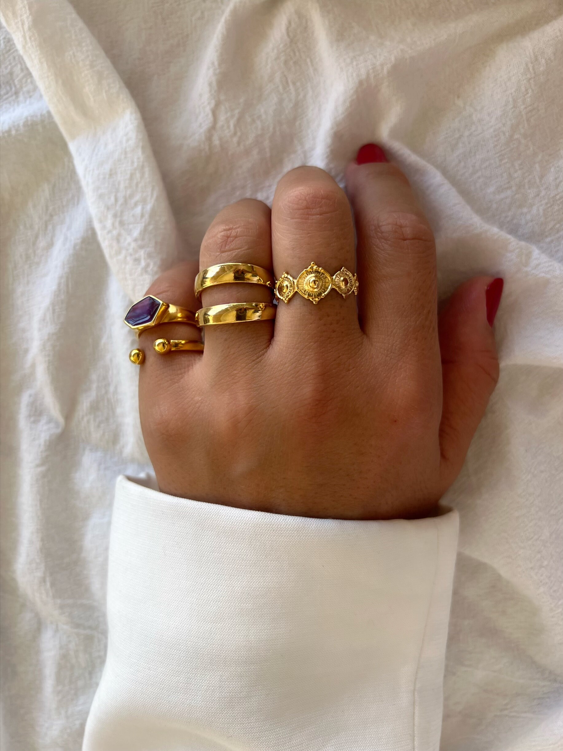 Handmade Gold Rings, Women Rings, Stacking Rings, Purple Stone Ring ...