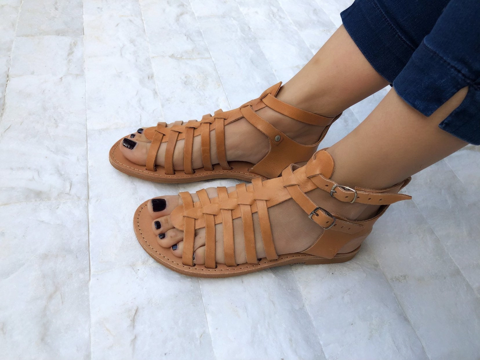 Greek Leather Sandals, Gladiator Sandals, Brown Summer Shoes, Made in ...