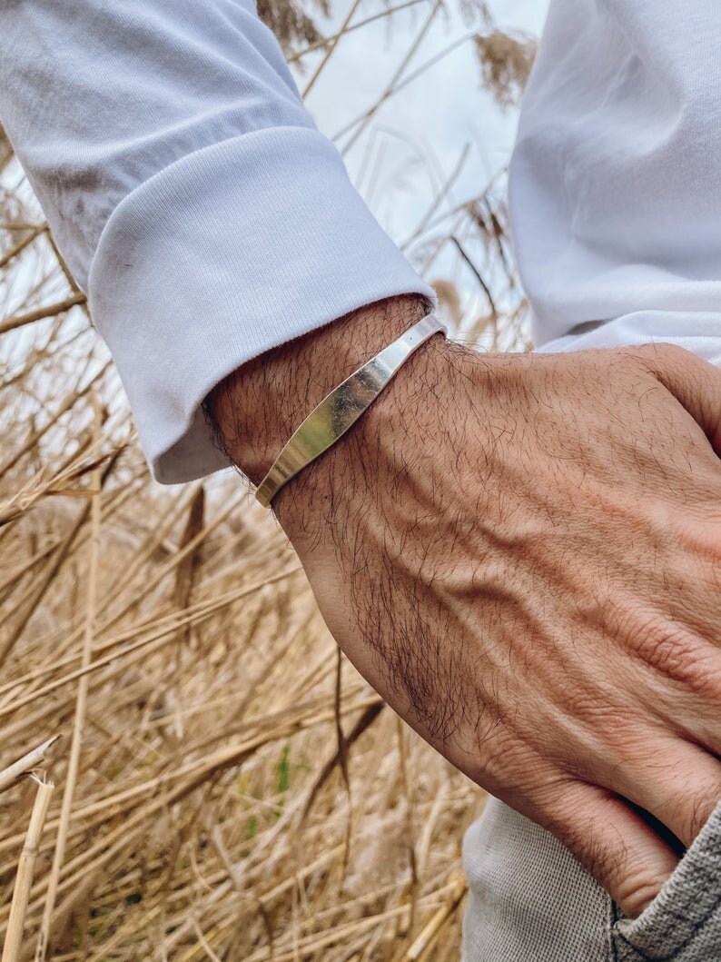 Mens Gold Bangle Bracelet, Cuff Men, Adjustable Bangle, Made in Greece ...