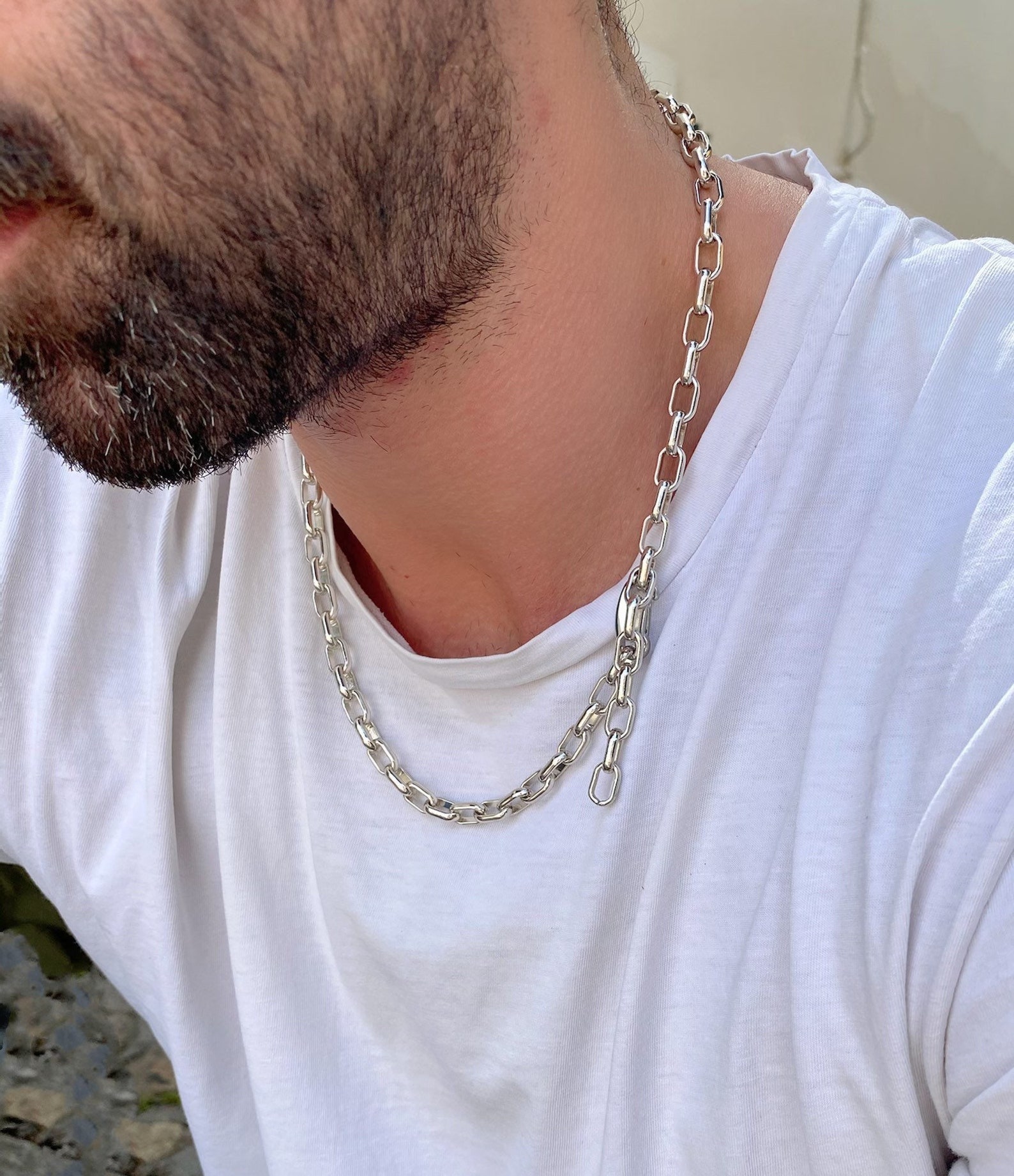Silver Chain Necklace Men Simple Chain Necklace Silver - Etsy