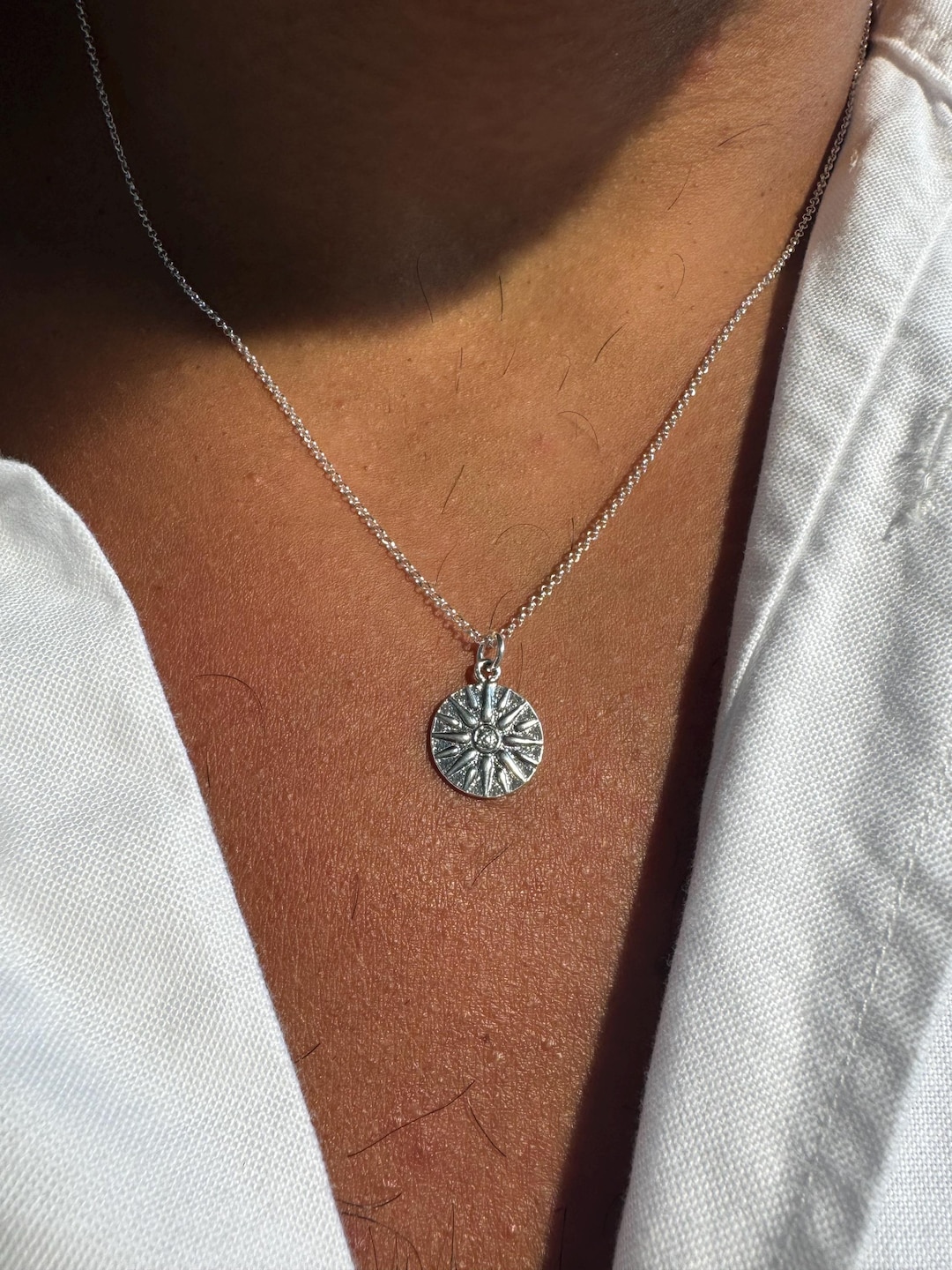 Men's Necklace, Disc Pendant, Macedonian Men's Jewelry, Sterling Silver ...
