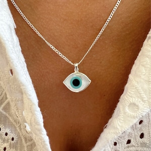 Protection Evil Eye Necklace, Silver Chain Necklace, Evil Eye Pendant ...