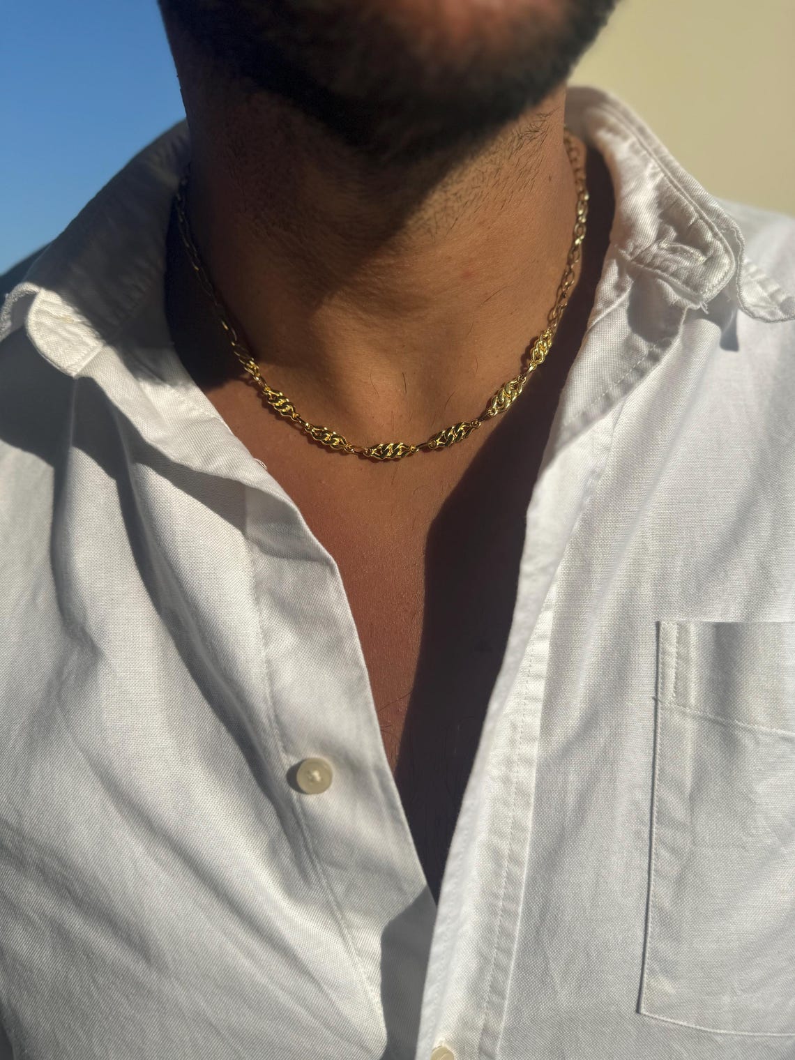 Gold Chain Men Necklace, Mens Bars Pendant, Made in Greece - Etsy