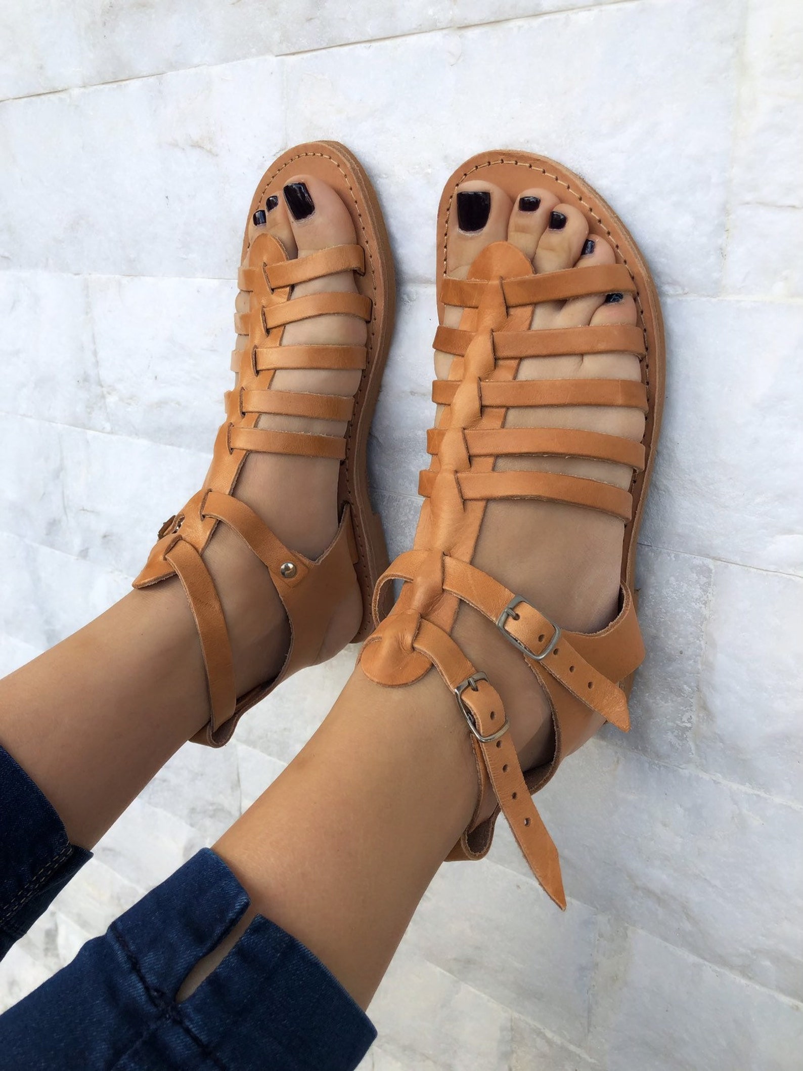 Greek Leather Sandals, Gladiator Sandals, Brown Summer Shoes, Made in ...