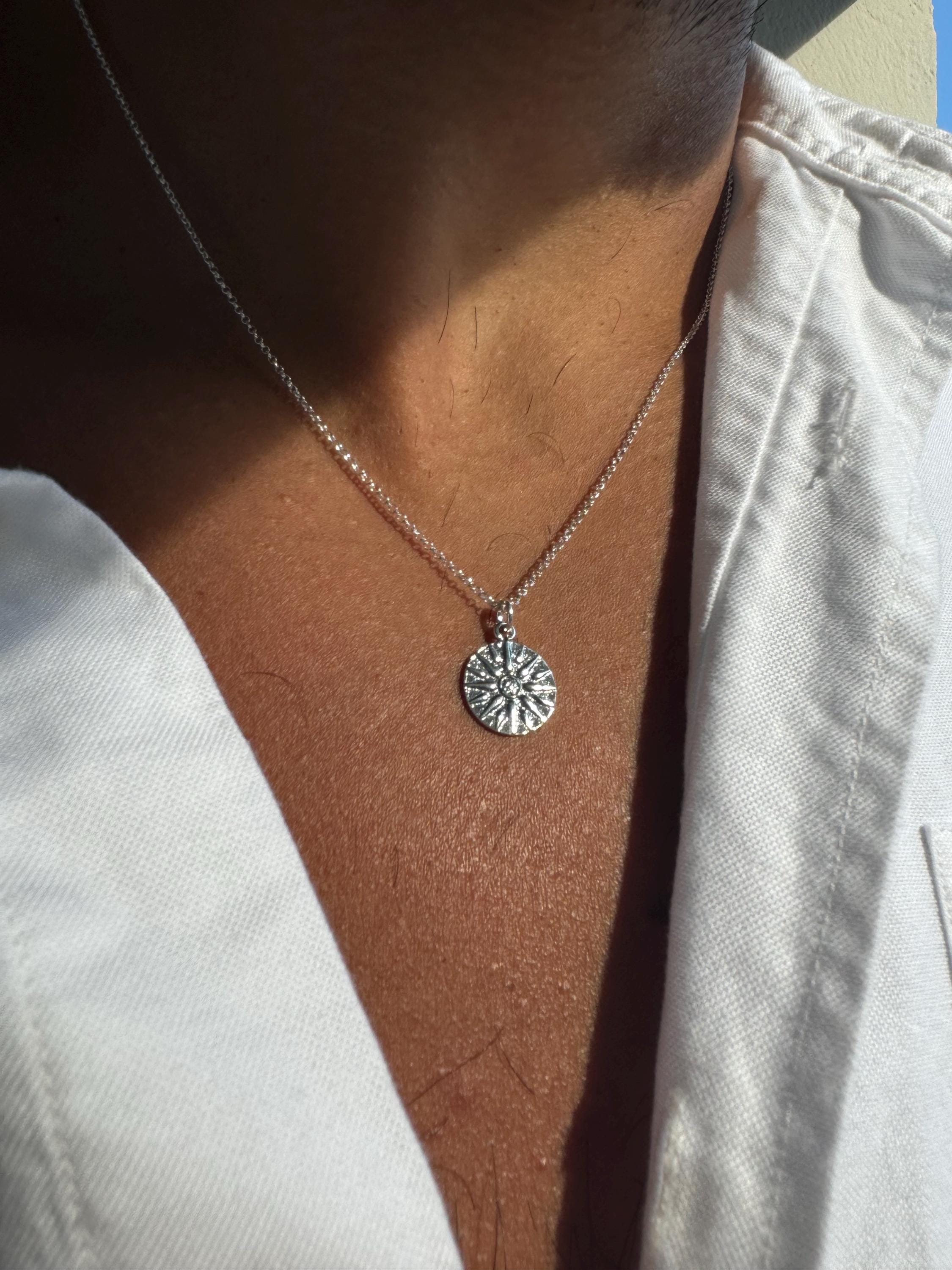 Men's Necklace, Disc Pendant, Macedonian Men's Jewelry, Sterling Silver ...