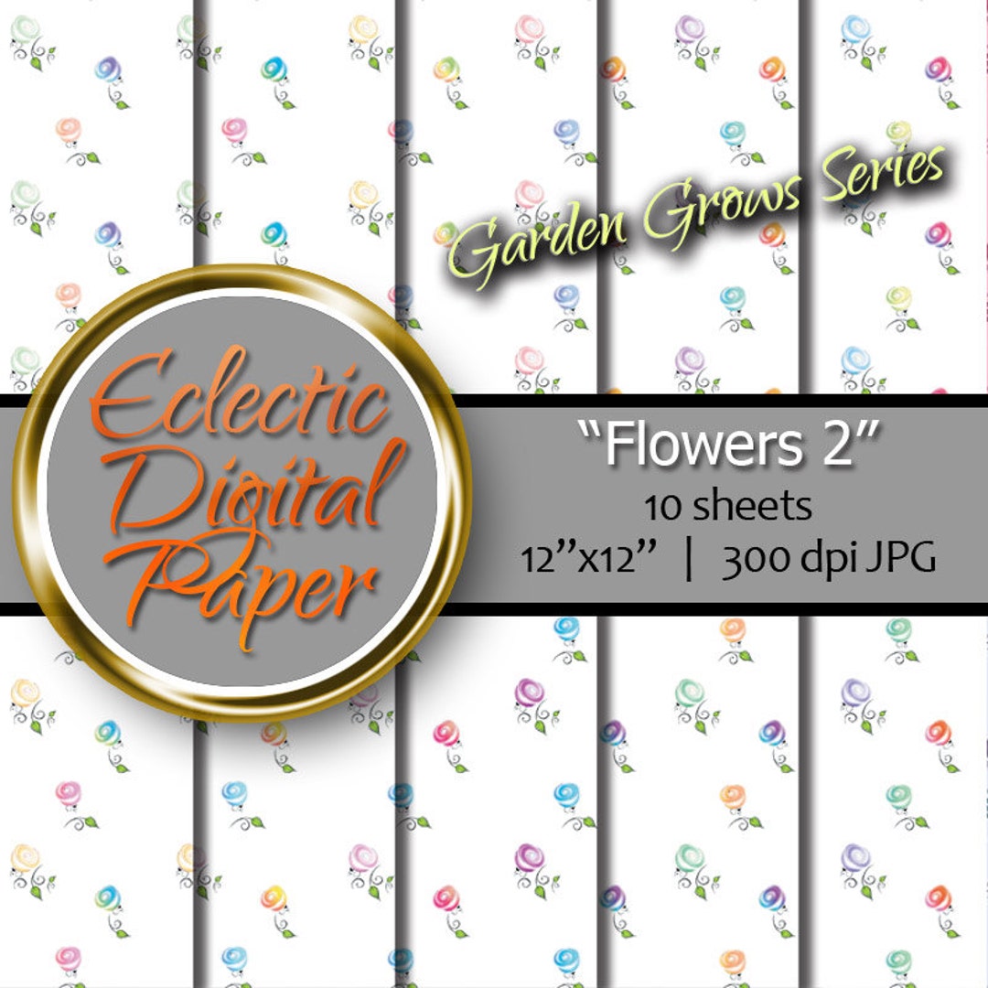 Digital Paper Garden Grows, Summer Colors Digital Paper, Floral Digital ...