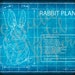 Funny Rabbit Blueprint, Rabbit Poster, Rabbit Wall Art, Gift for Rabbit ...