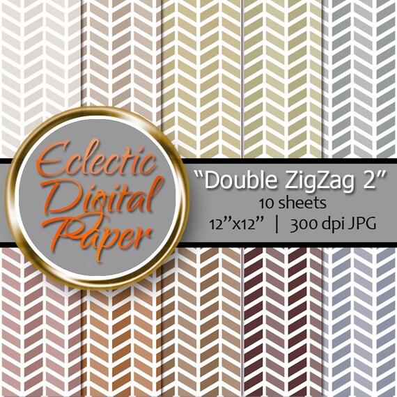 Digital Paper Double Zigzag 2 Zig Zag Digital Paperchevron | Etsy