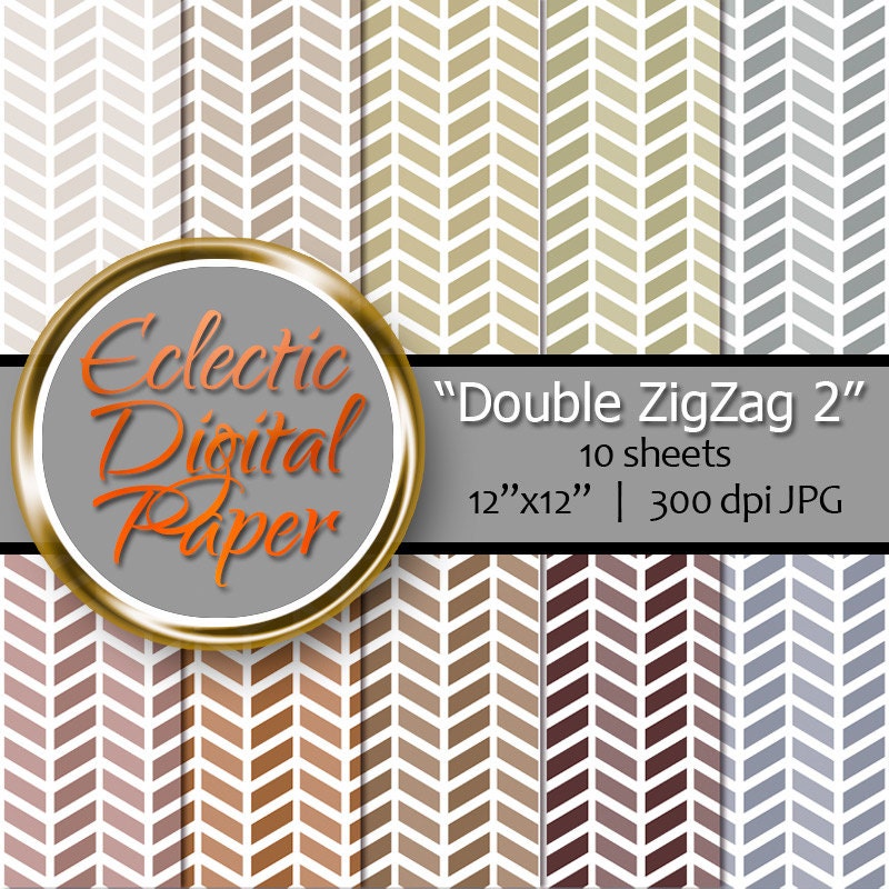 Digital Paper Double Zigzag 2, Zig Zag Digital Paper,chevron Digital ...