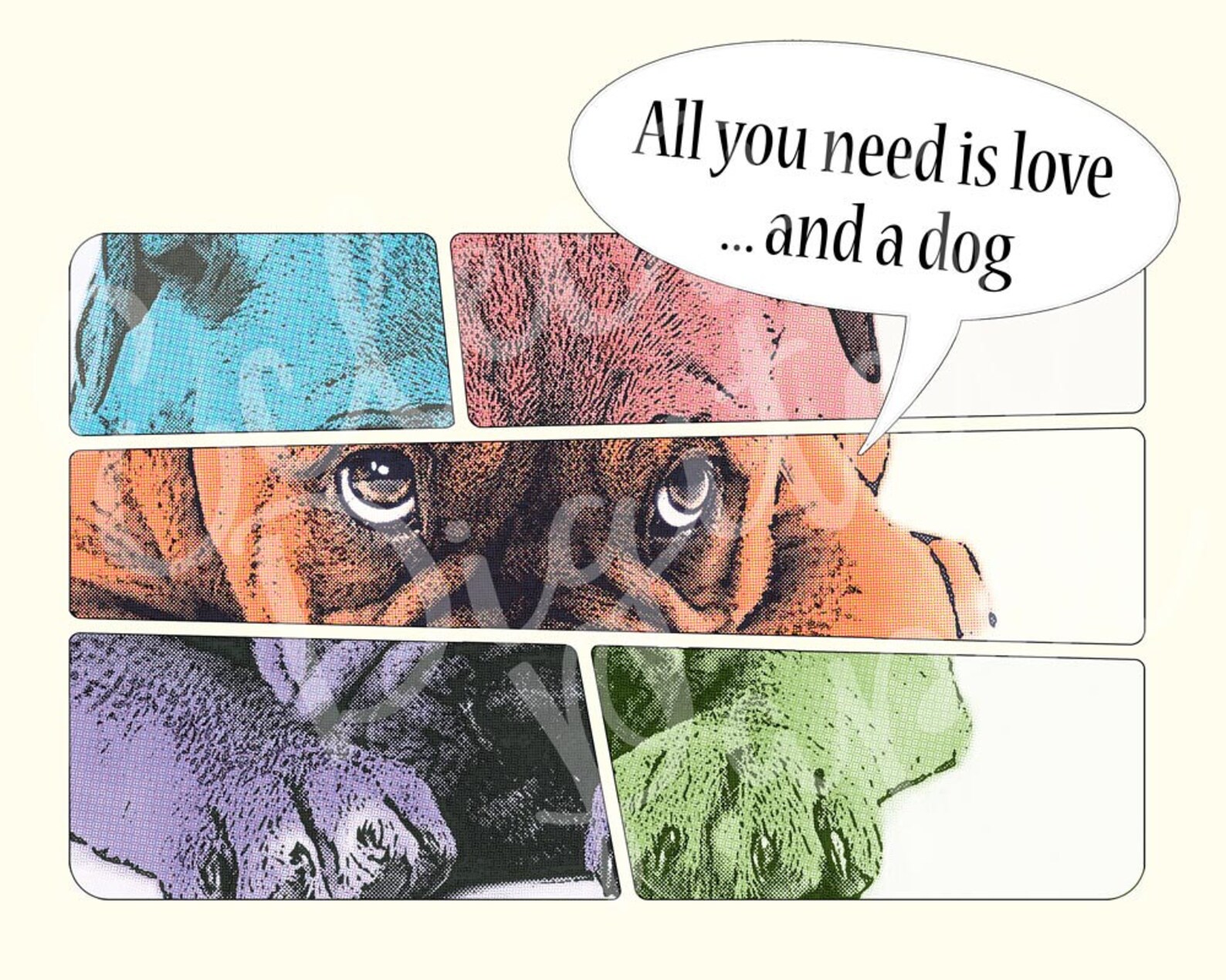 Puppy Print Comic Book Dog Love Dog Poster Dog Wall Art - Etsy