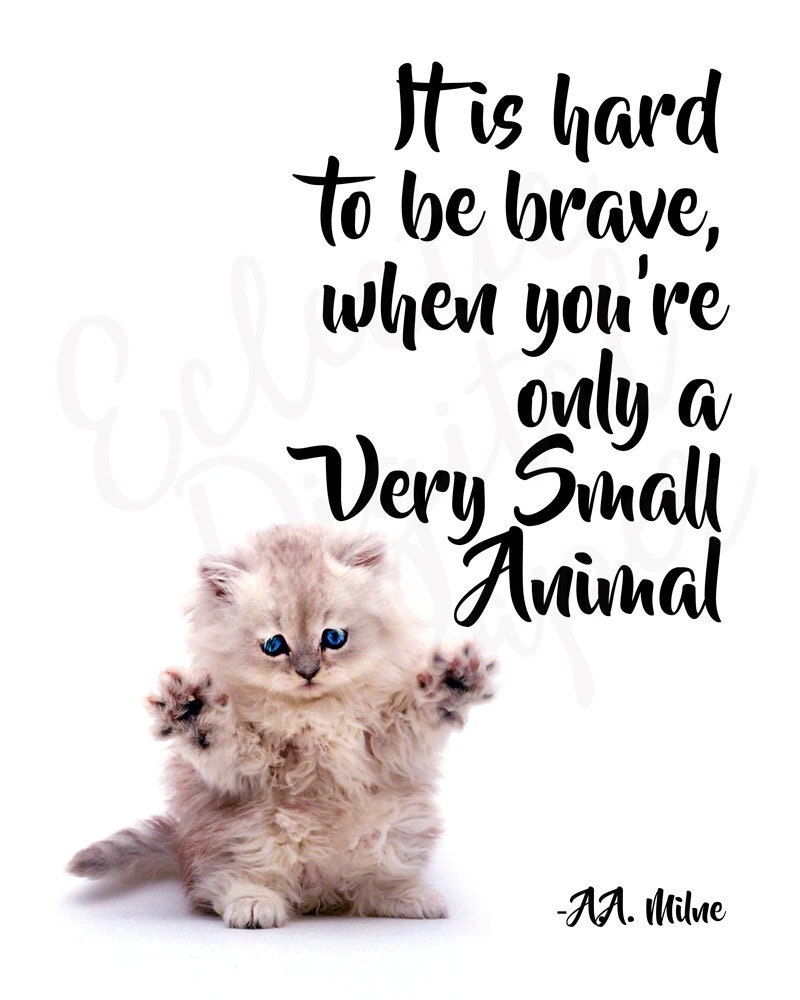 Very Small Animal Print, Brave Animal Print, Cat Print, Brave Kitten ...