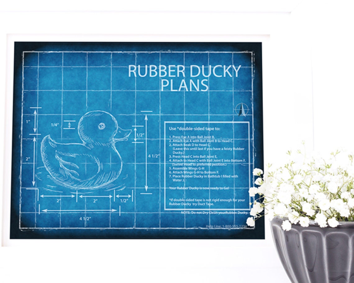 Funny Rubber Ducky Blueprint, Rubber Ducky Poster, Rabbit , Gift for ...