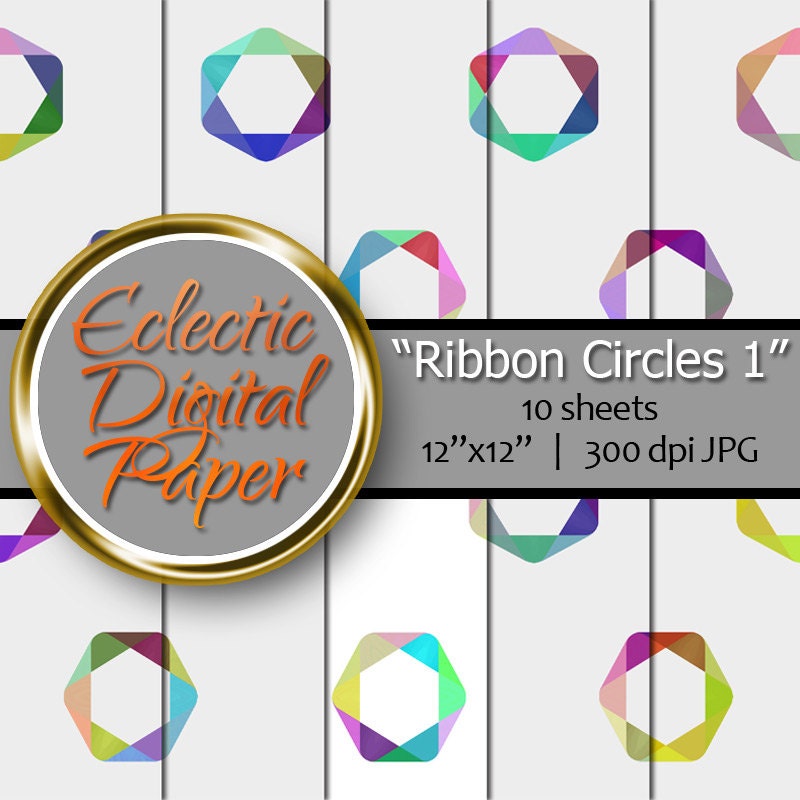 Digital Paper Ribbon Circles 1, Circular Paper Design, Ribbons Digital ...