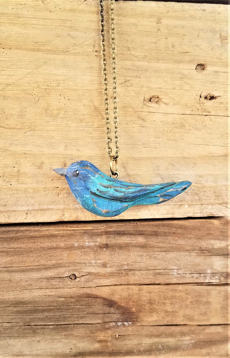 Indigo Bunting Necklace | Etsy