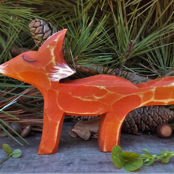 Wood Carved Fox - Etsy