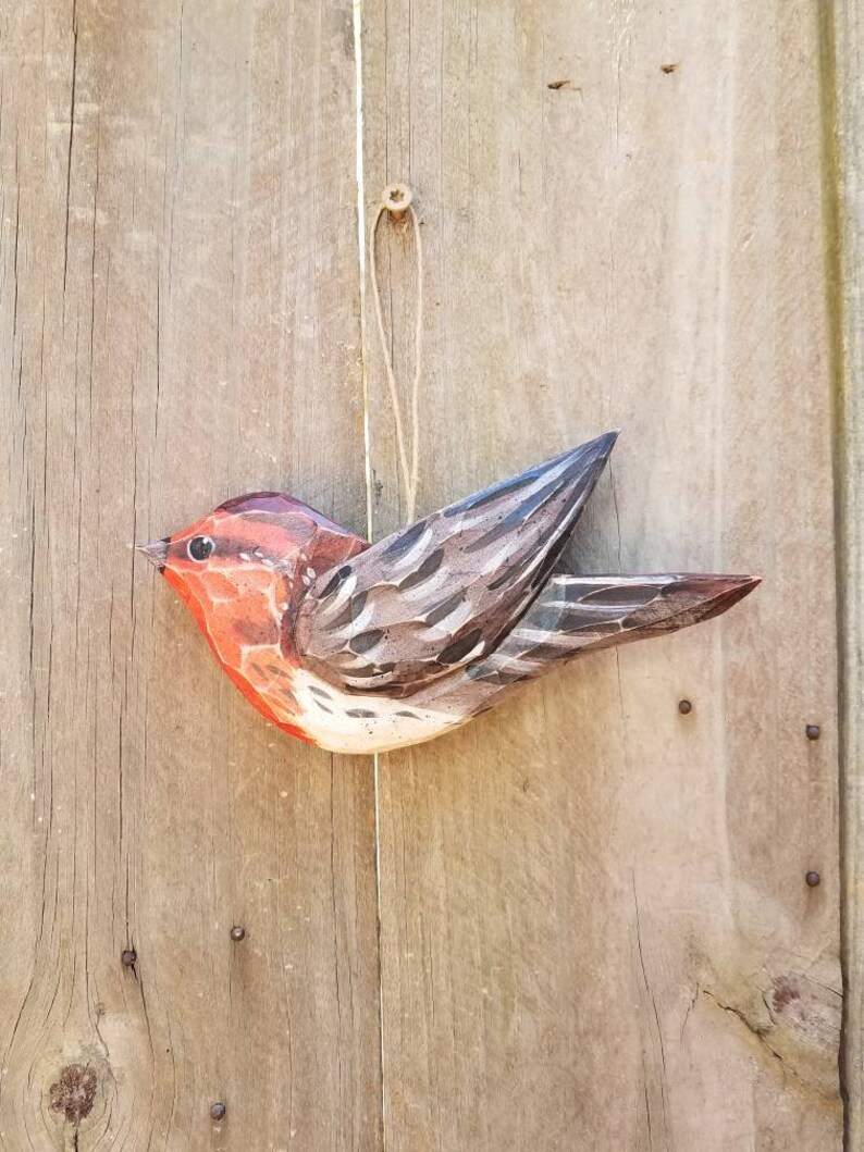 House Finch Wood Carved Ornament - Etsy