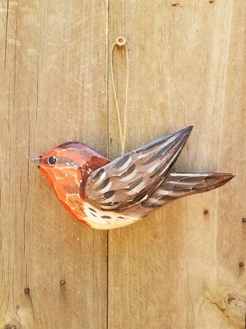House Finch Wood Carved Ornament - Etsy
