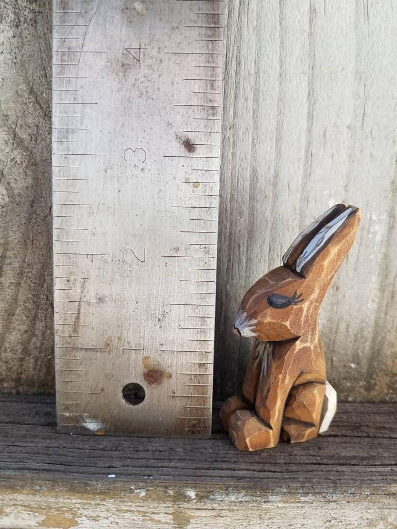 Wood Carved Forest Animals rabbit Family | Etsy