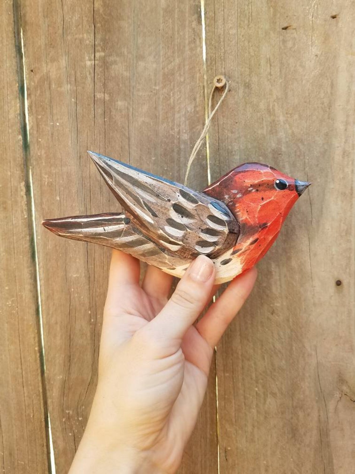 House Finch Wood Carved Ornament - Etsy