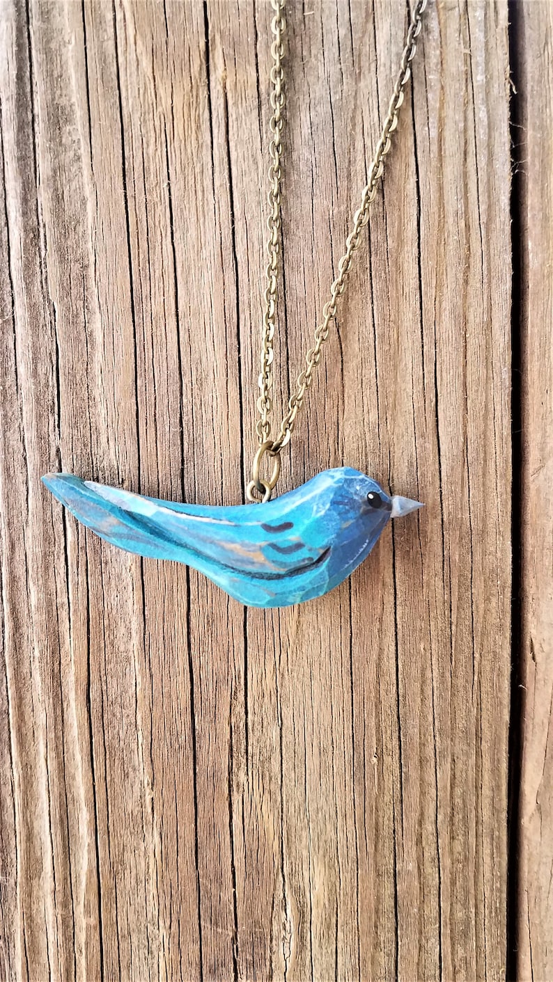Indigo Bunting Necklace | Etsy